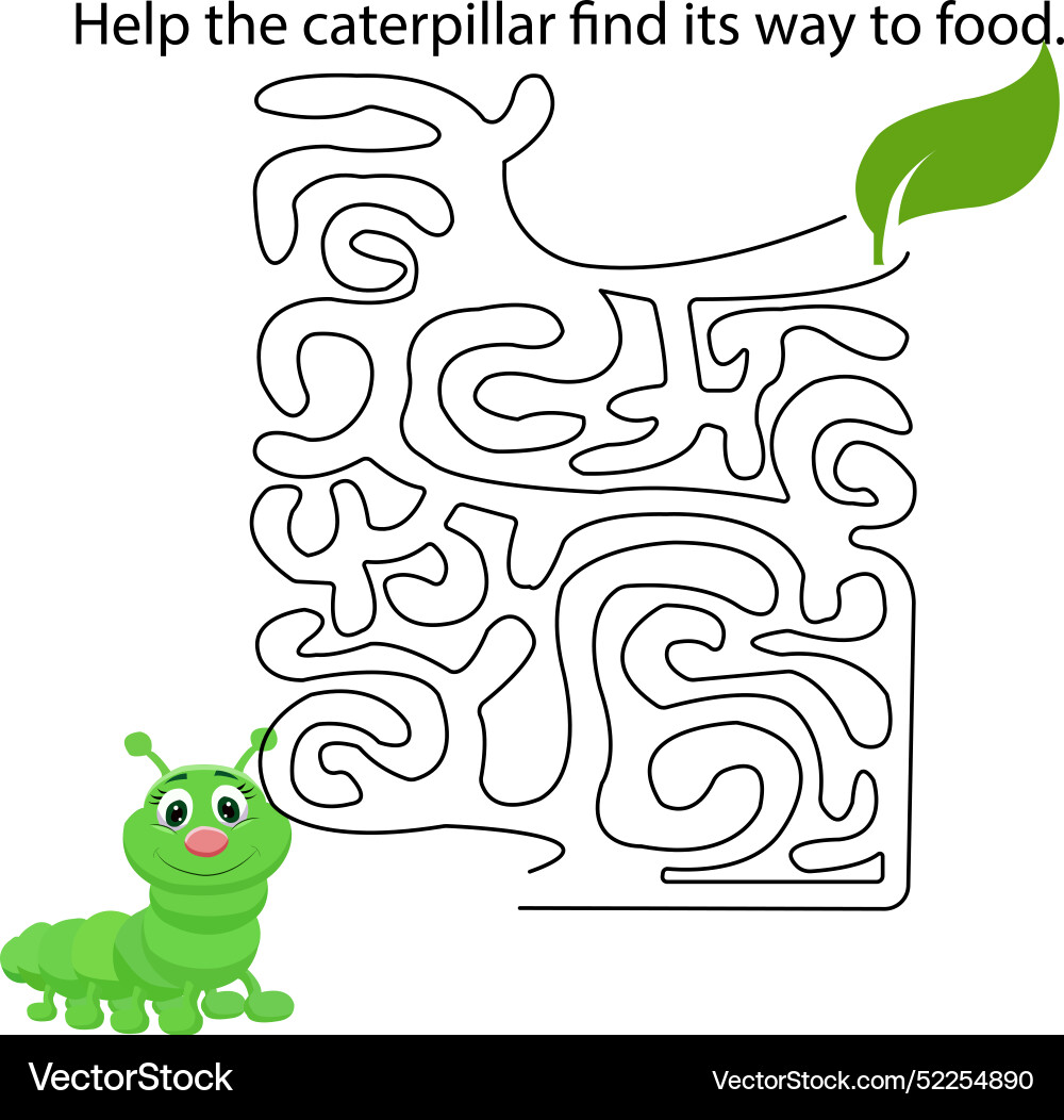 Worm in a pear maze game for kids help Royalty Free Vector