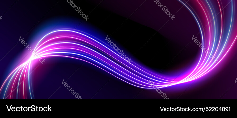 Abstract pink neon light wave with glow effect Vector Image