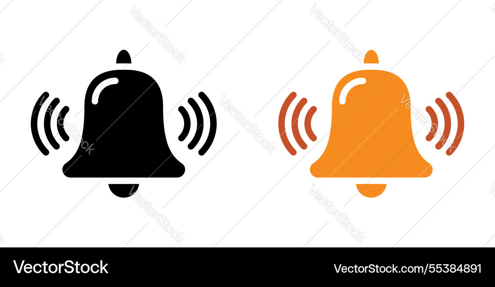 Bell ring icons pack in black and colored version Vector Image