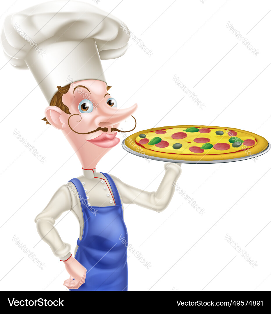 Cartoon pizza chef Royalty Free Vector Image - VectorStock