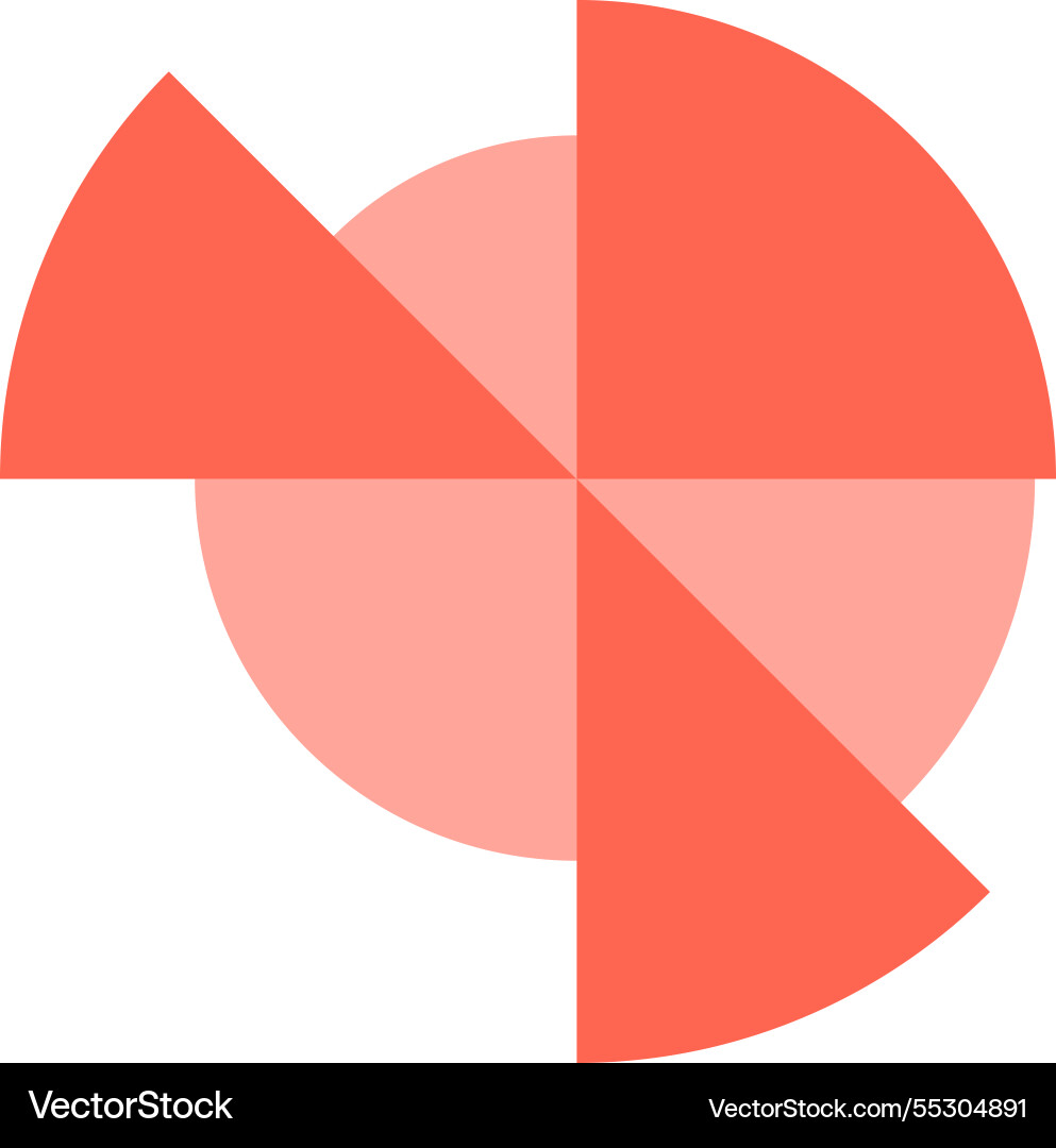 Coral pink circle divided into four sections Vector Image