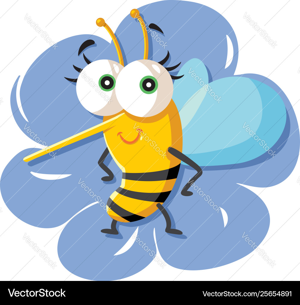 Cute cartoon bee sitting on a flower Royalty Free Vector