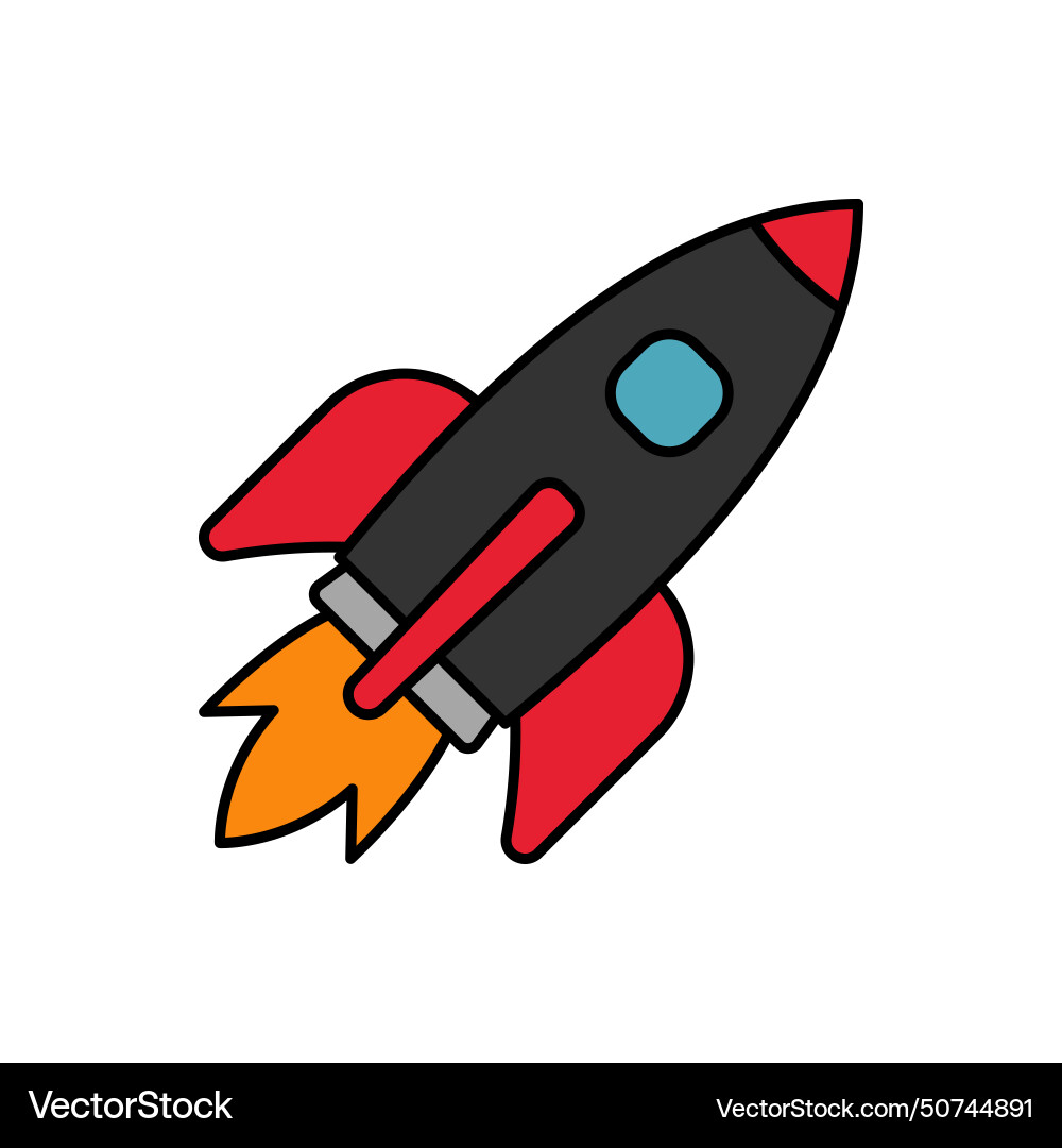 Flying rocket ship launched to space Royalty Free Vector