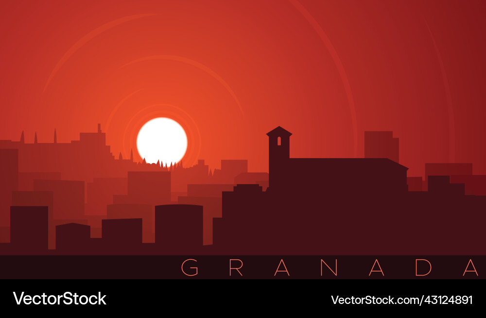 Granada low sun skyline scene Royalty Free Vector Image