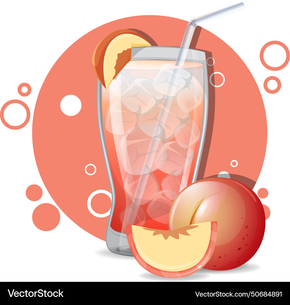 Graphic of a cold peach drink with bubbles Vector Image