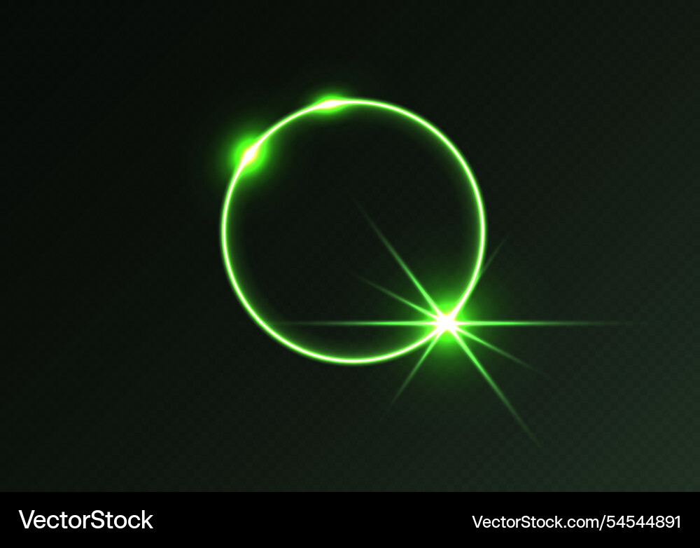 Green light flare glowing shiny sparkle lens Vector Image