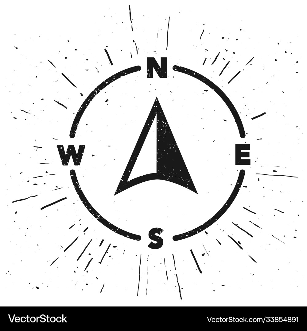 Hand drawn compass in retro grunge style handmade Vector Image