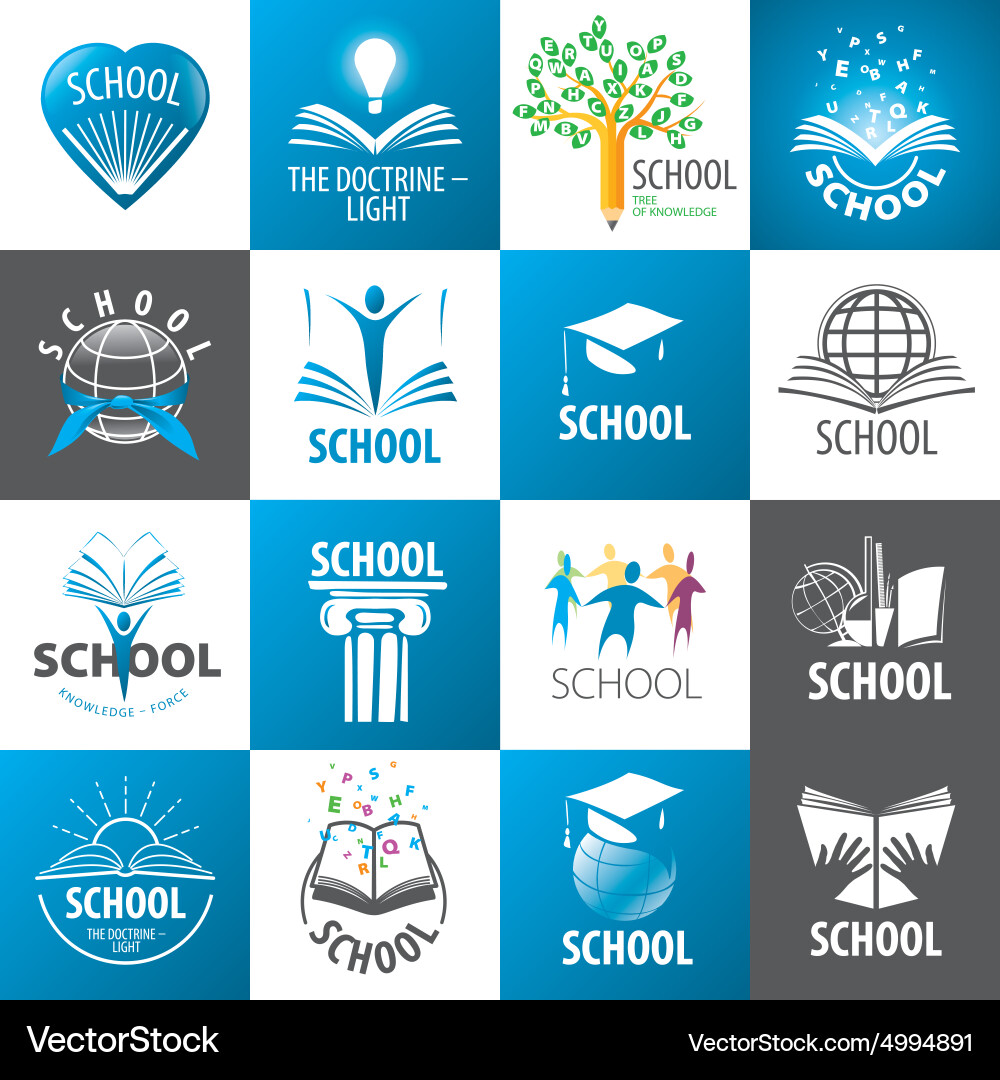 Large collection of logos school Royalty Free Vector Image