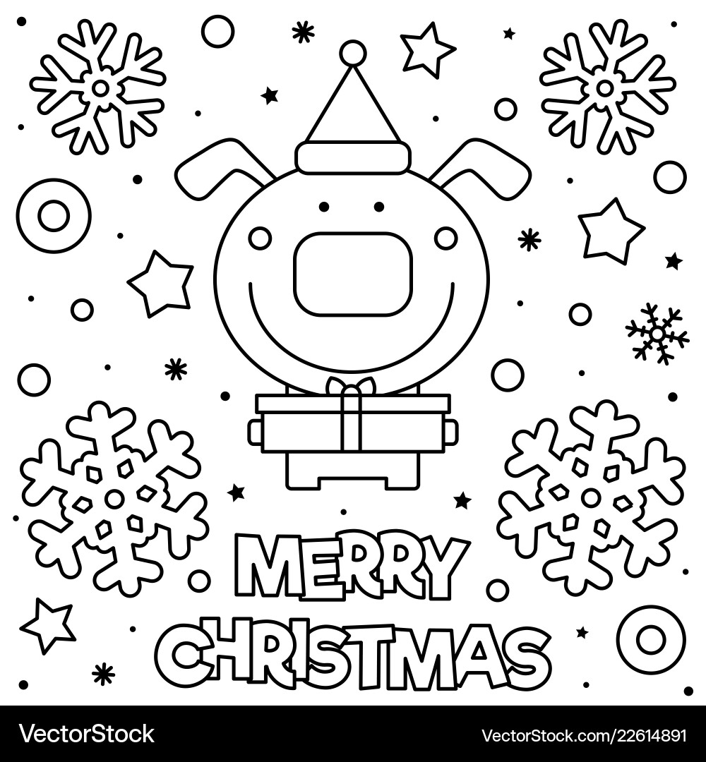 Merry christmas coloring page black and white Vector Image