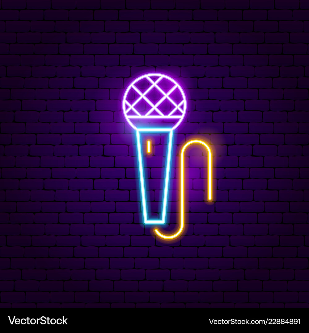 Microphone neon sign Royalty Free Vector Image