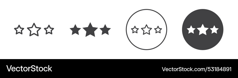 Three stars icon logo outline Royalty Free Vector Image
