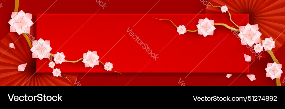3d red and gold chinese paper background Vector Image