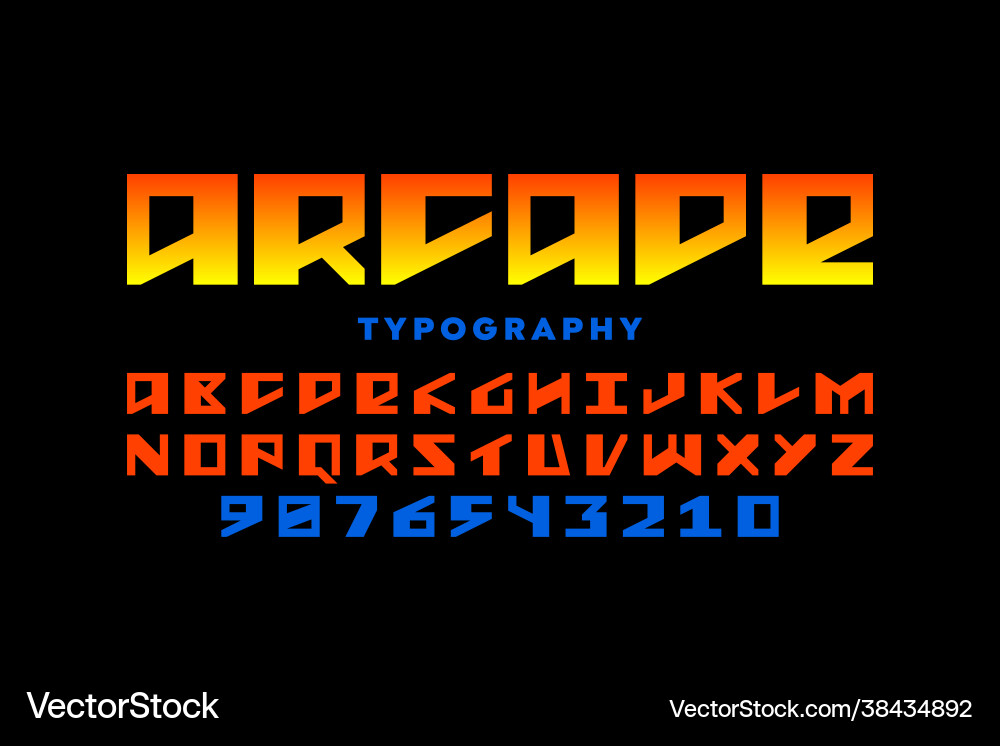 Arcade game style font Royalty Free Vector Image