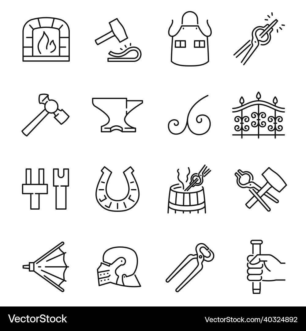 Blacksmith Craft Icon Set Royalty Free Vector Image