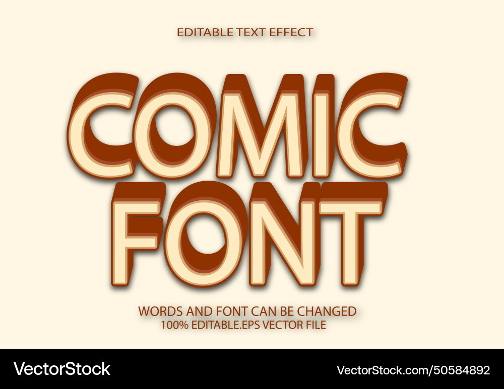 Comic font editable text effect cartoon style Vector Image