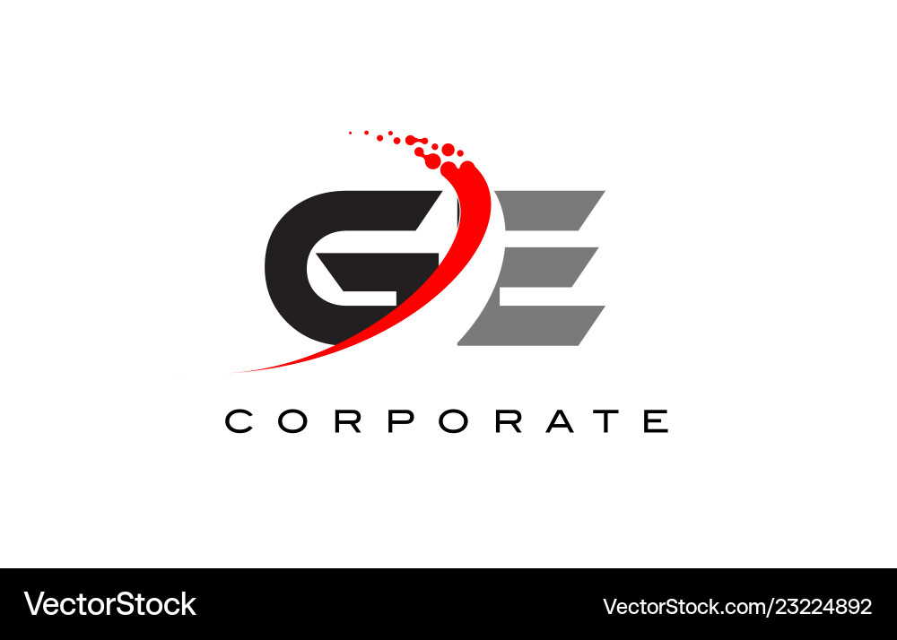 Ge modern letter logo design with swoosh Vector Image