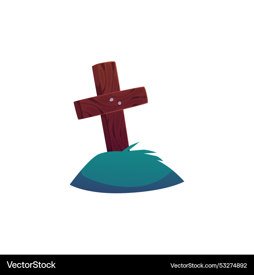 Gravestone burial with grass lawn cartoon Vector Image
