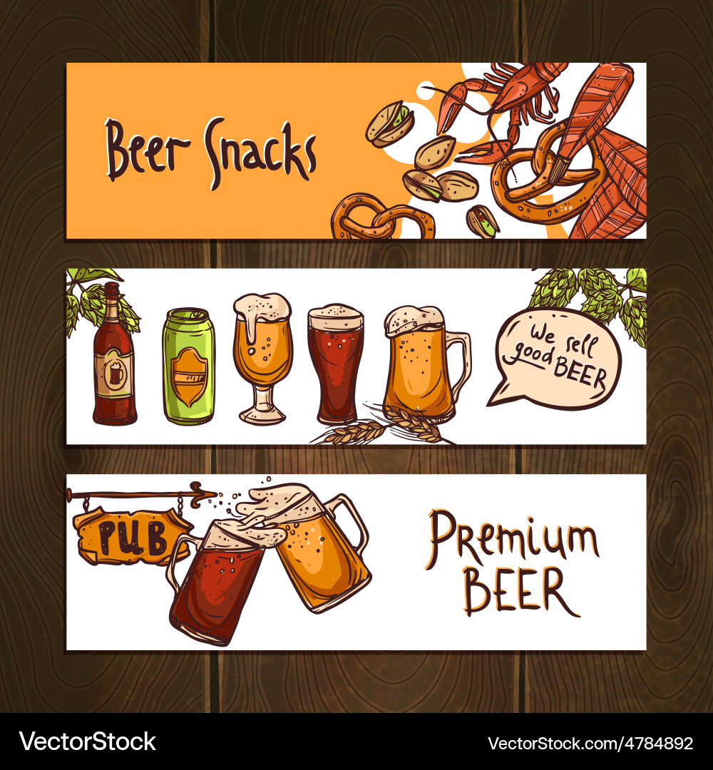 Horizontal beer banners Royalty Free Vector Image