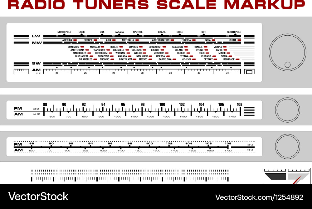 Radio tuner scale dashboard markup Royalty Free Vector Image