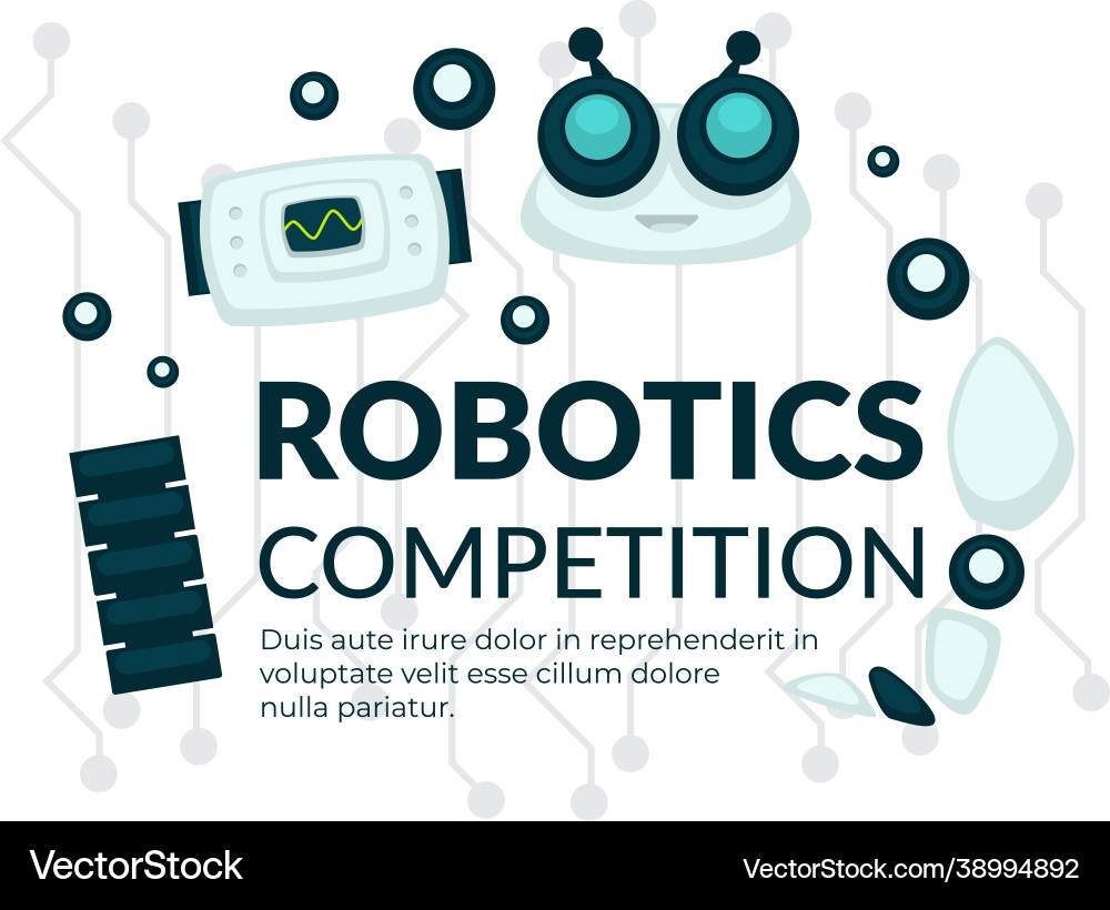 Robotics competition exhibition or display poster Vector Image