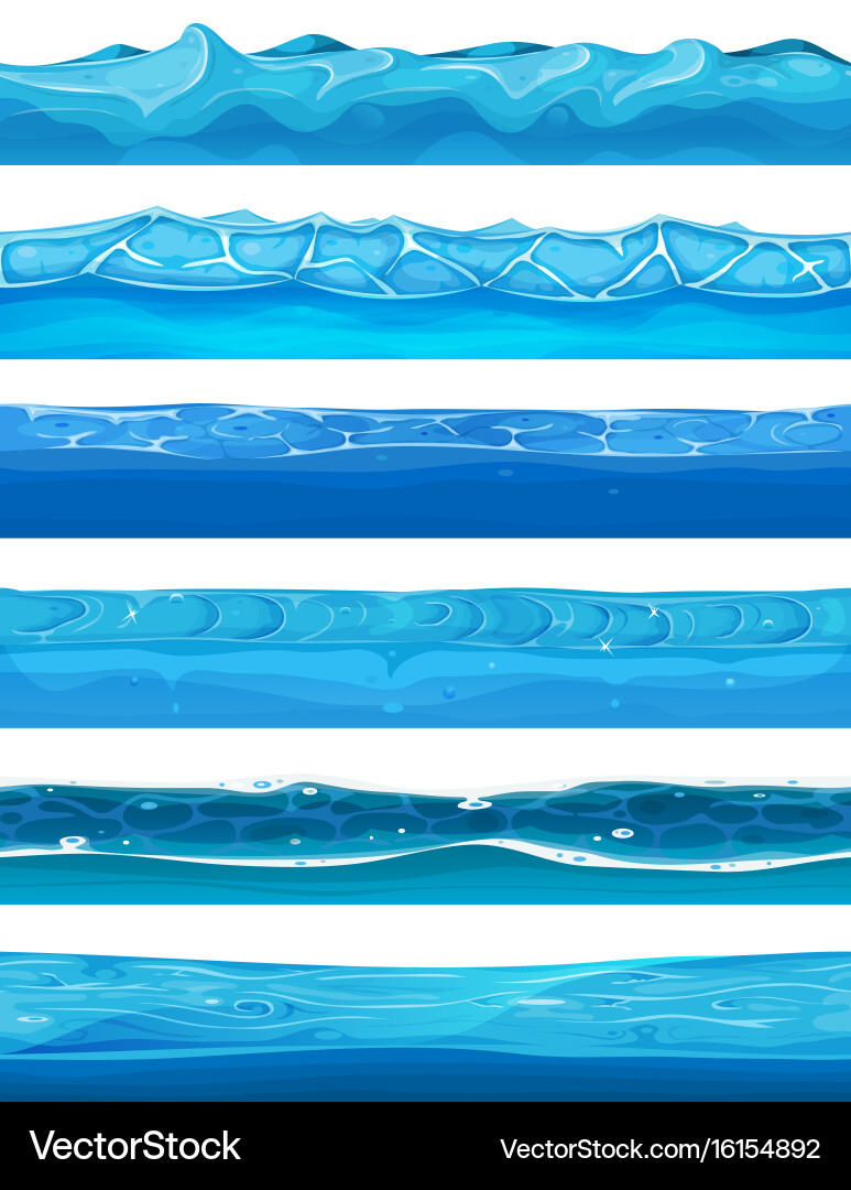 Seamless water ocean and river layers for ui game Vector Image