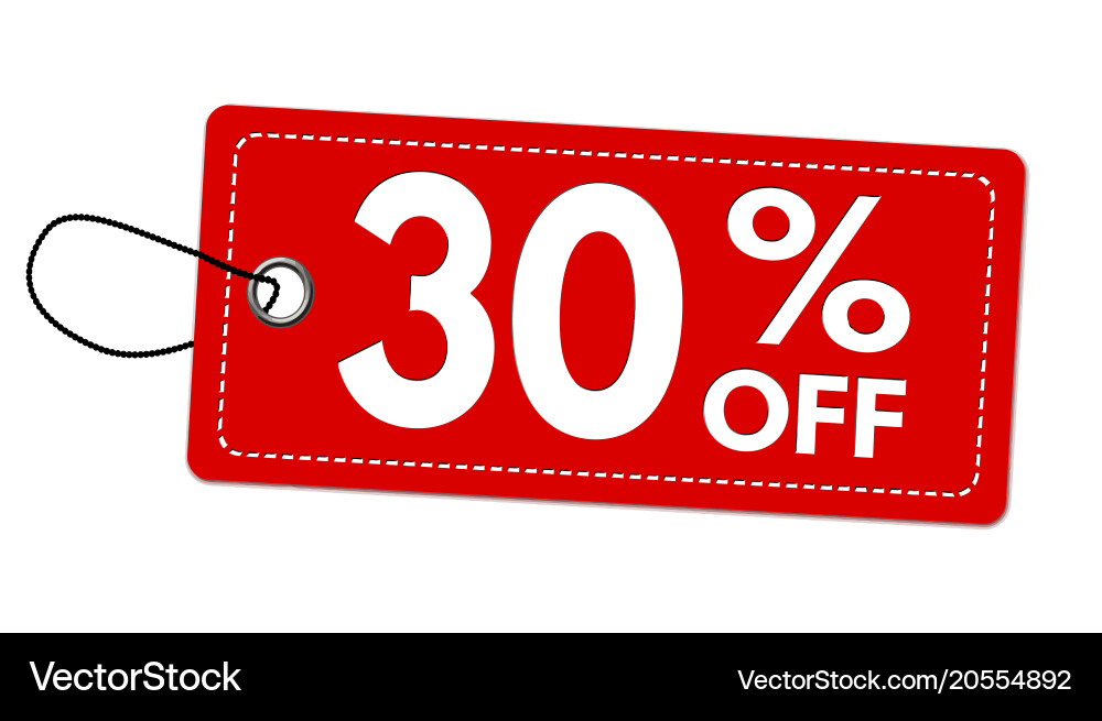 Special offer 30 off label or price tag Royalty Free Vector