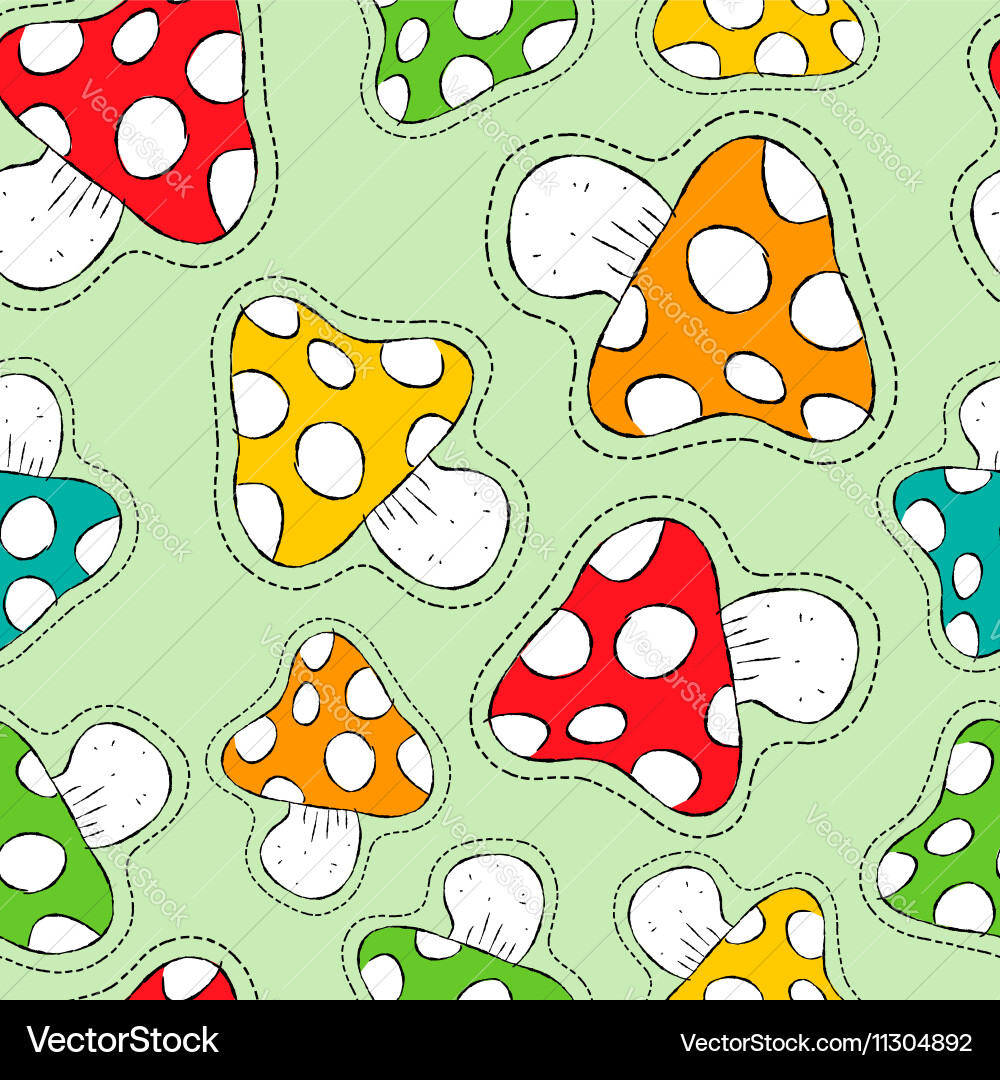 Vibrant Mushroom Patch Pattern Royalty Free Vector Image