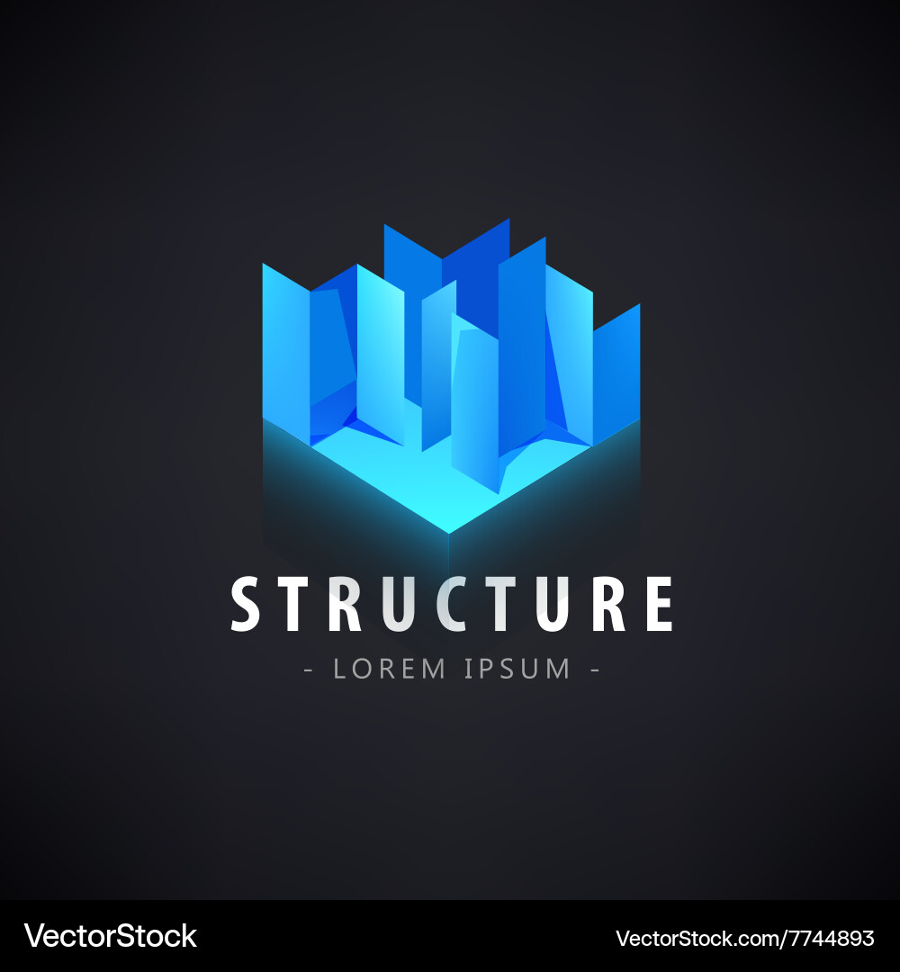 Abstract geometric blue logo icon Royalty Free Vector Image