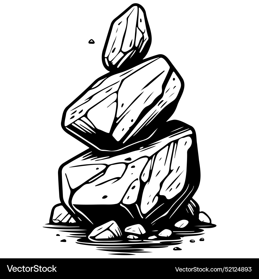 Cartoon rocks vintage hand drawn line Royalty Free Vector
