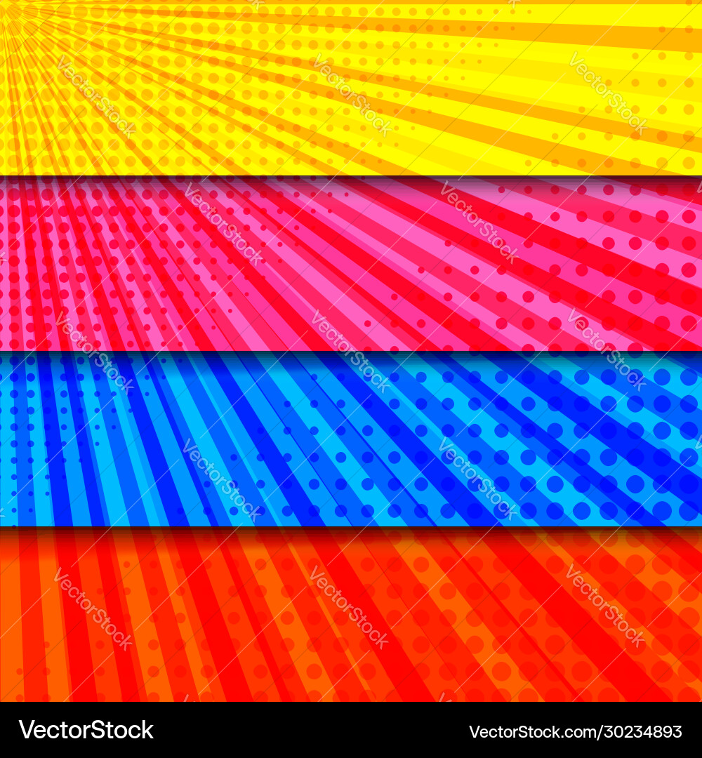 Colorful horizontal dynamic comic banners Vector Image