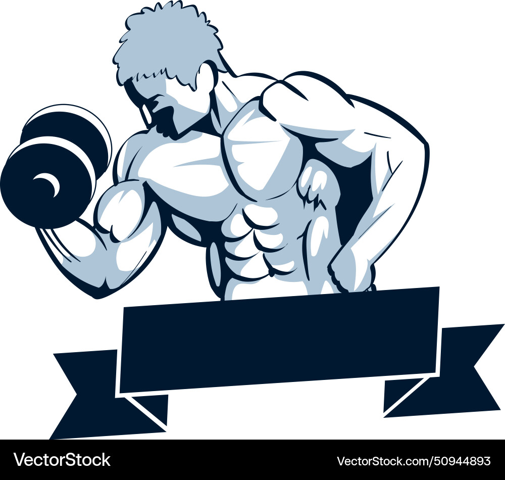 Gym emblem strong man Royalty Free Vector Image