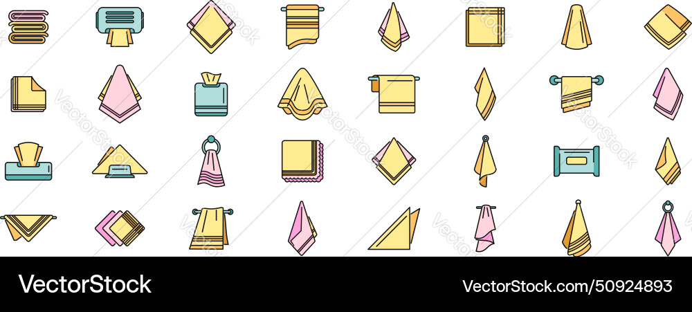Handkerchief icons set color line Royalty Free Vector Image