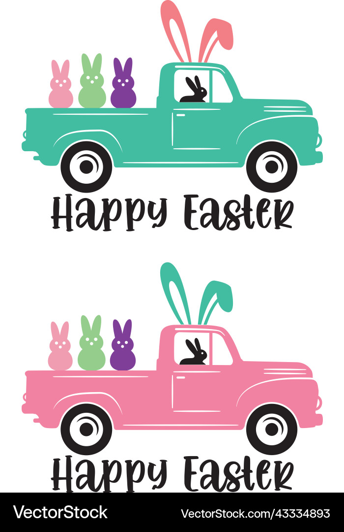 Happy easter truck 9 Royalty Free Vector Image