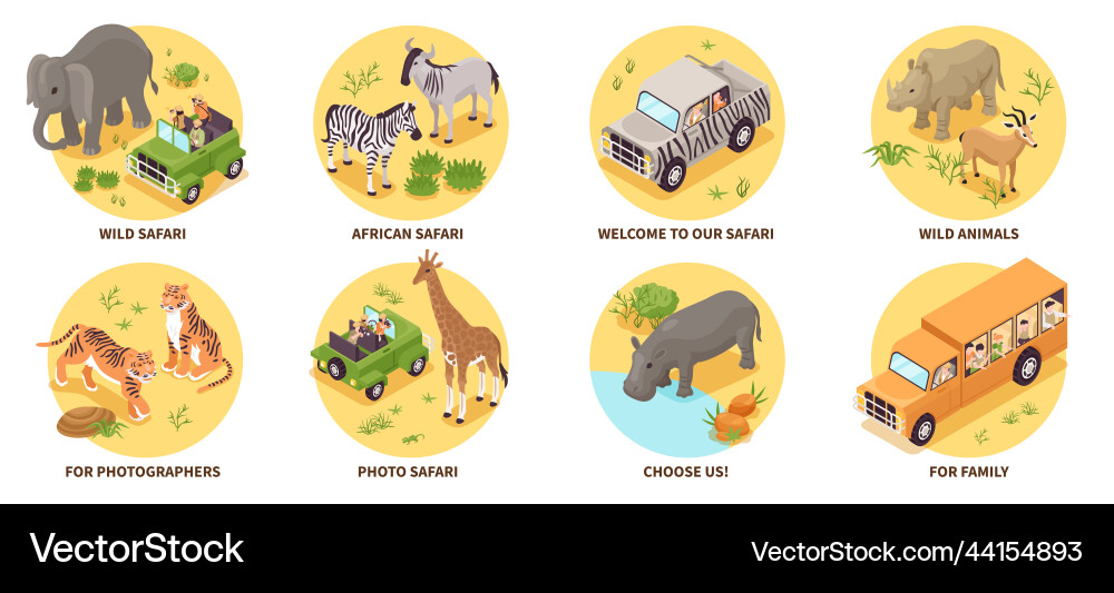 Isometric photo safari set Royalty Free Vector Image