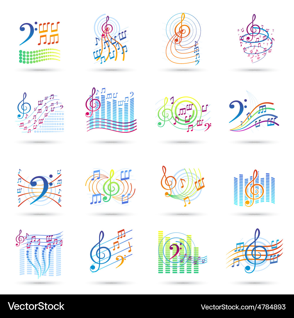 Musiknotiz Icons Set Lizenzfreies Vektorbild