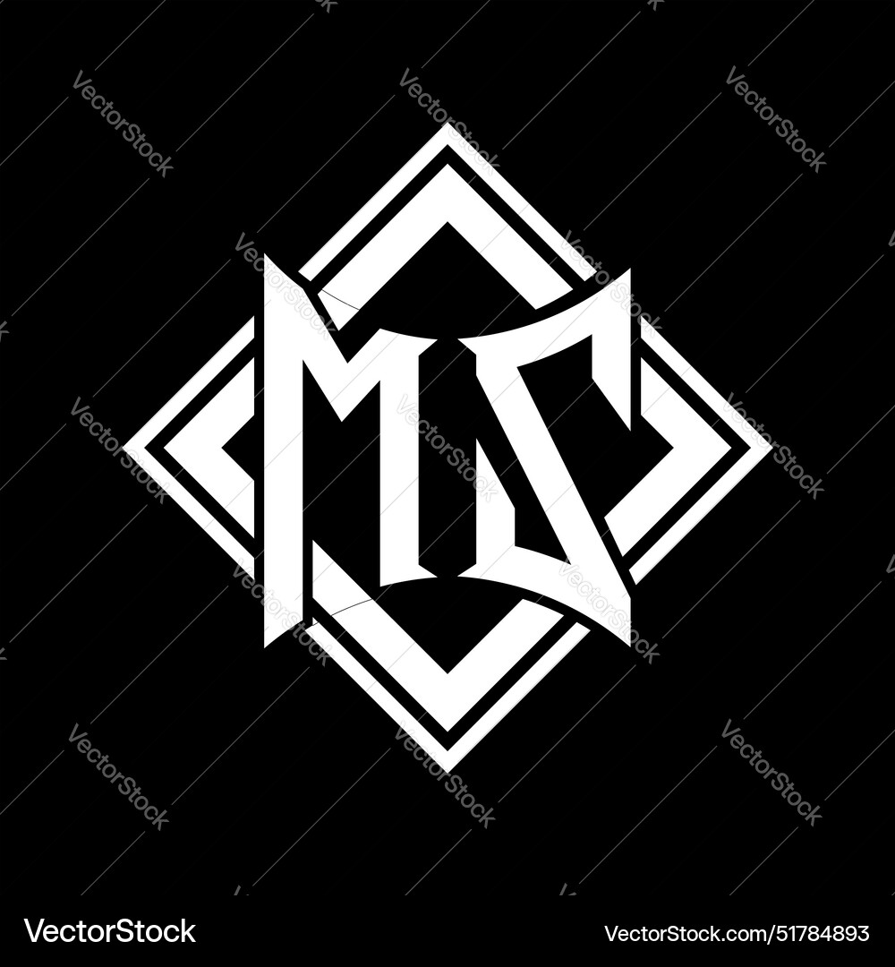 Mz letter logo abstract shield shape with square Vector Image
