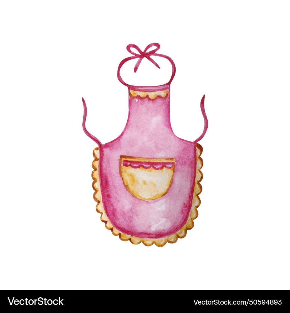 Watercolor pink kitchen apron Royalty Free Vector Image