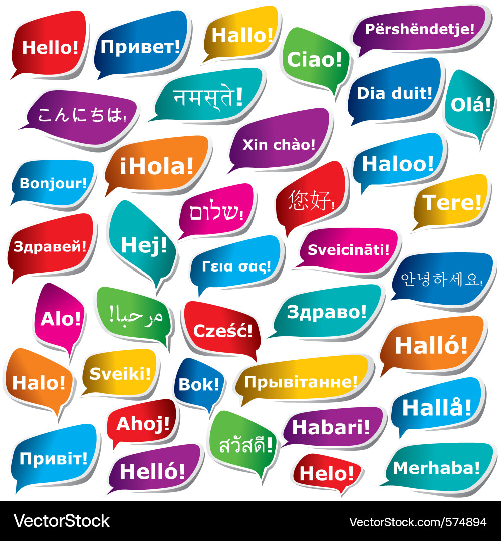 38 ways to say hello Royalty Free Vector Image