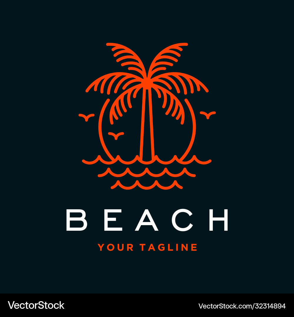 Beach logo with palm tree Royalty Free Vector Image