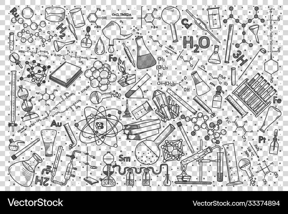 Chemistry Doodle Set - Science Elements Royalty Free Vector