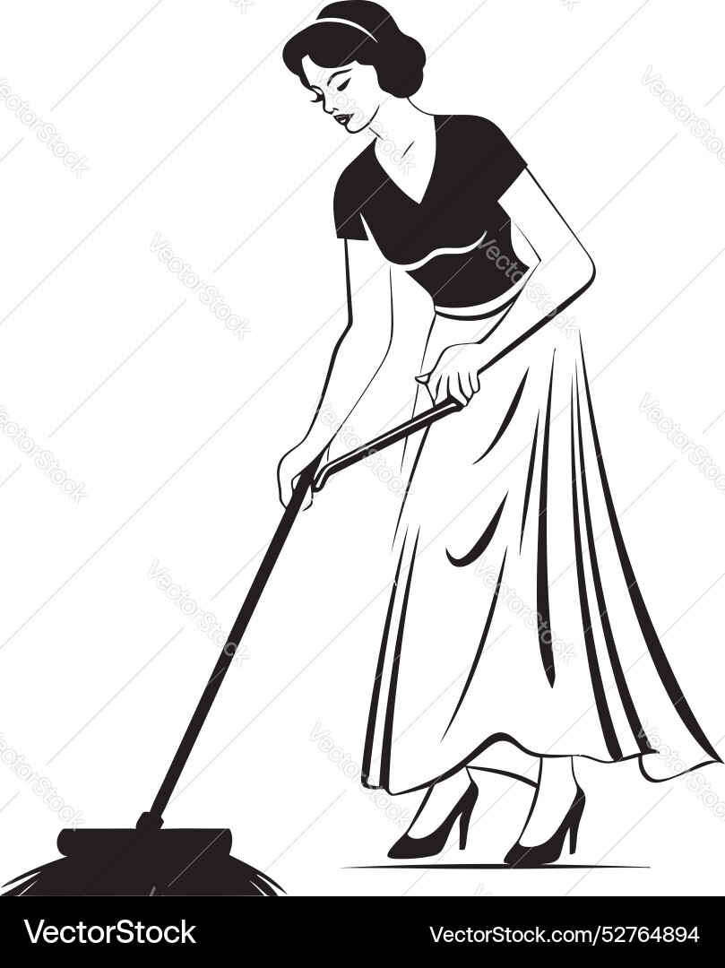 Gleam guru woman mopping floor emblem squeegee Vector Image