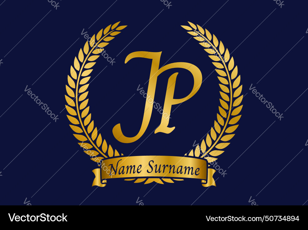 Initial letter j and p jp monogram logo design Vector Image