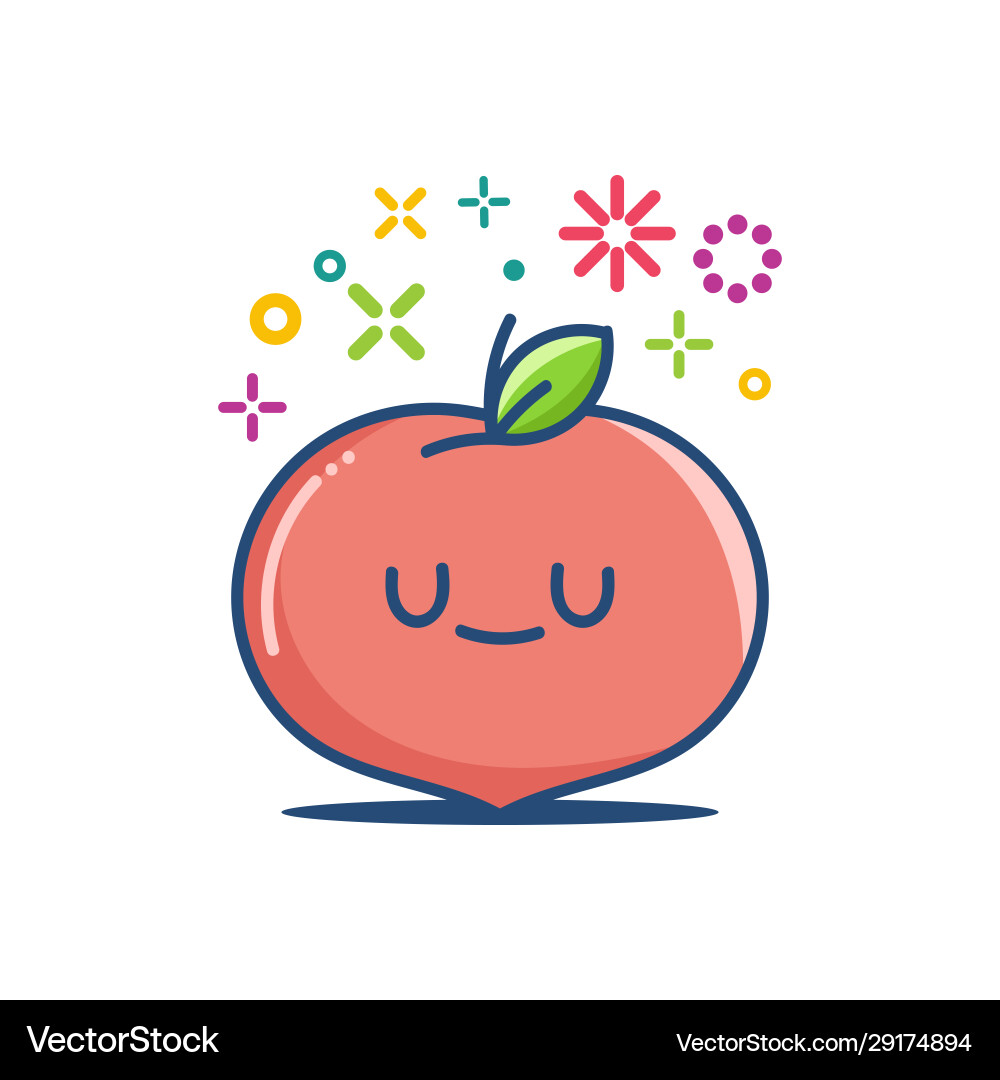 Peach kawaii emoticon cartoon Royalty Free Vector Image