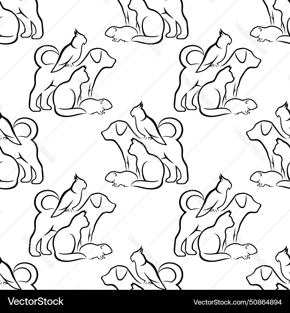 Seamless pattern with pets Royalty Free Vector Image