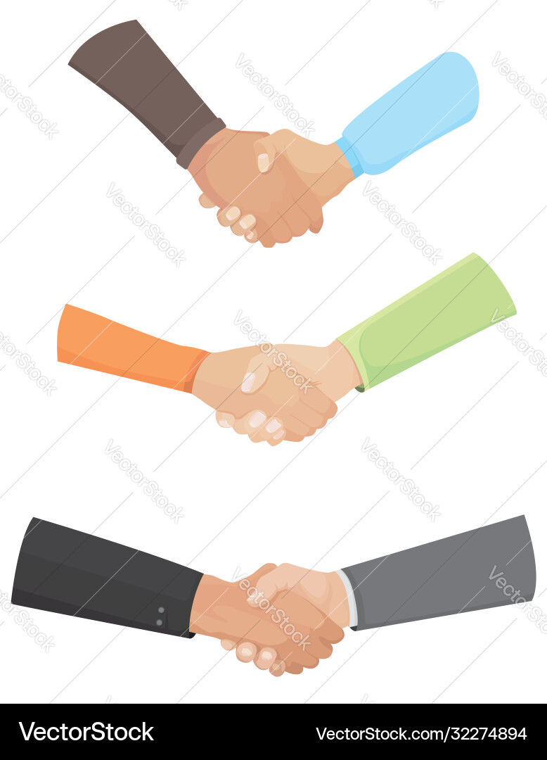 Set different handshakes Royalty Free Vector Image
