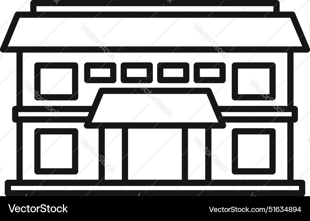 Two storey building with large canopy entrance Vector Image