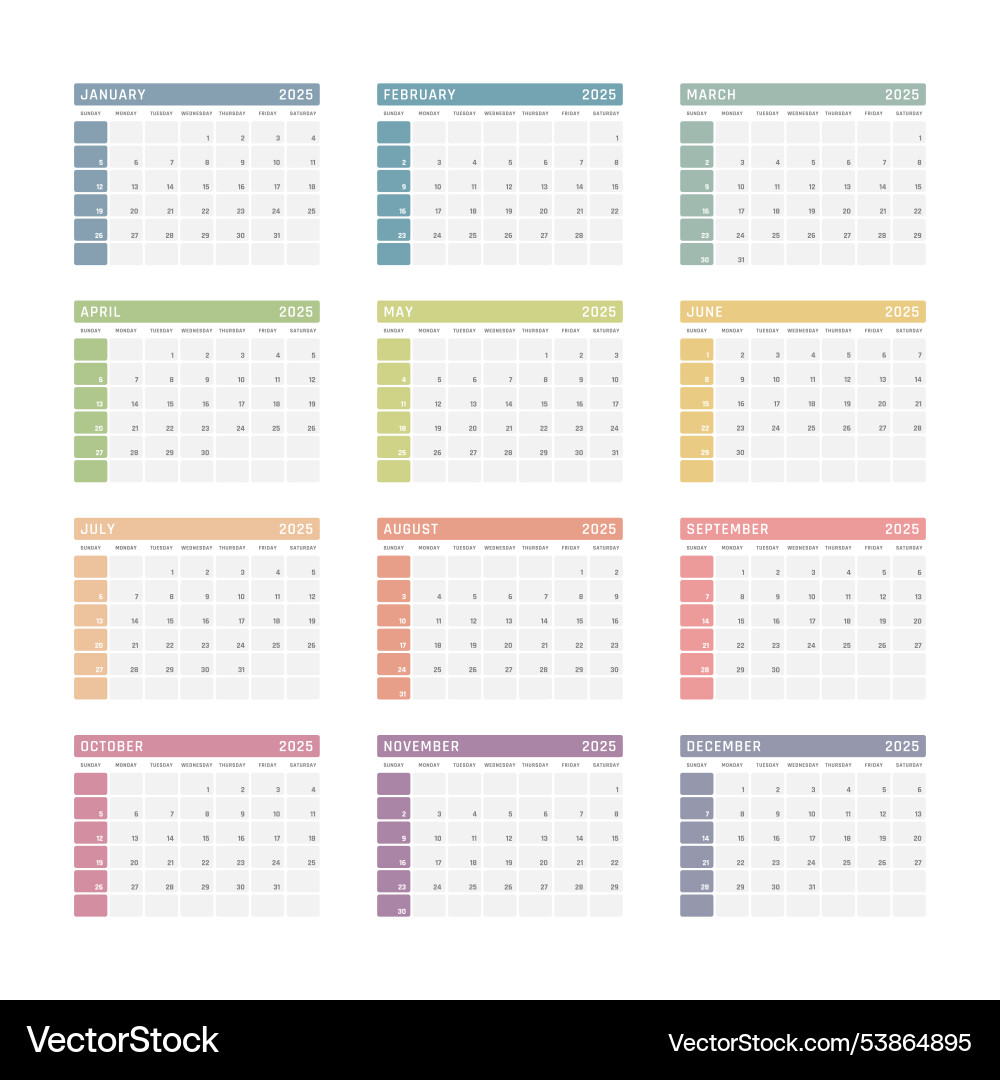 2025 Calendar Template Vector Images (over 8,900)