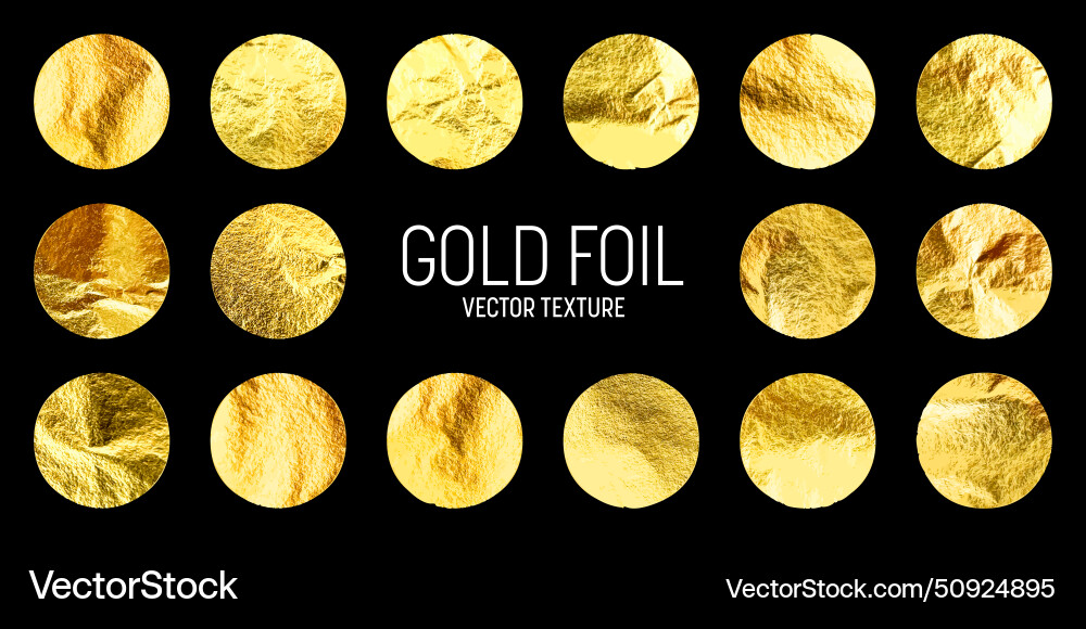 Gold foil shiny handmade circles golden Royalty Free Vector