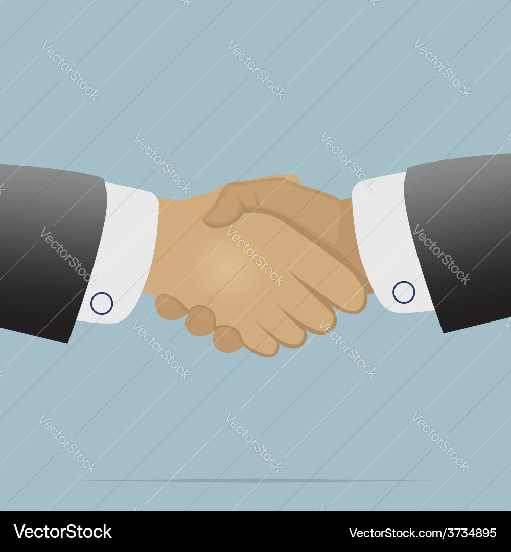 Handshake on light blue background Royalty Free Vector Image
