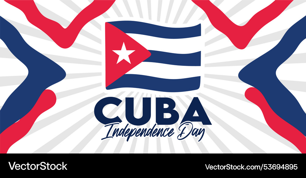 Happy cuban independence day with flag Royalty Free Vector